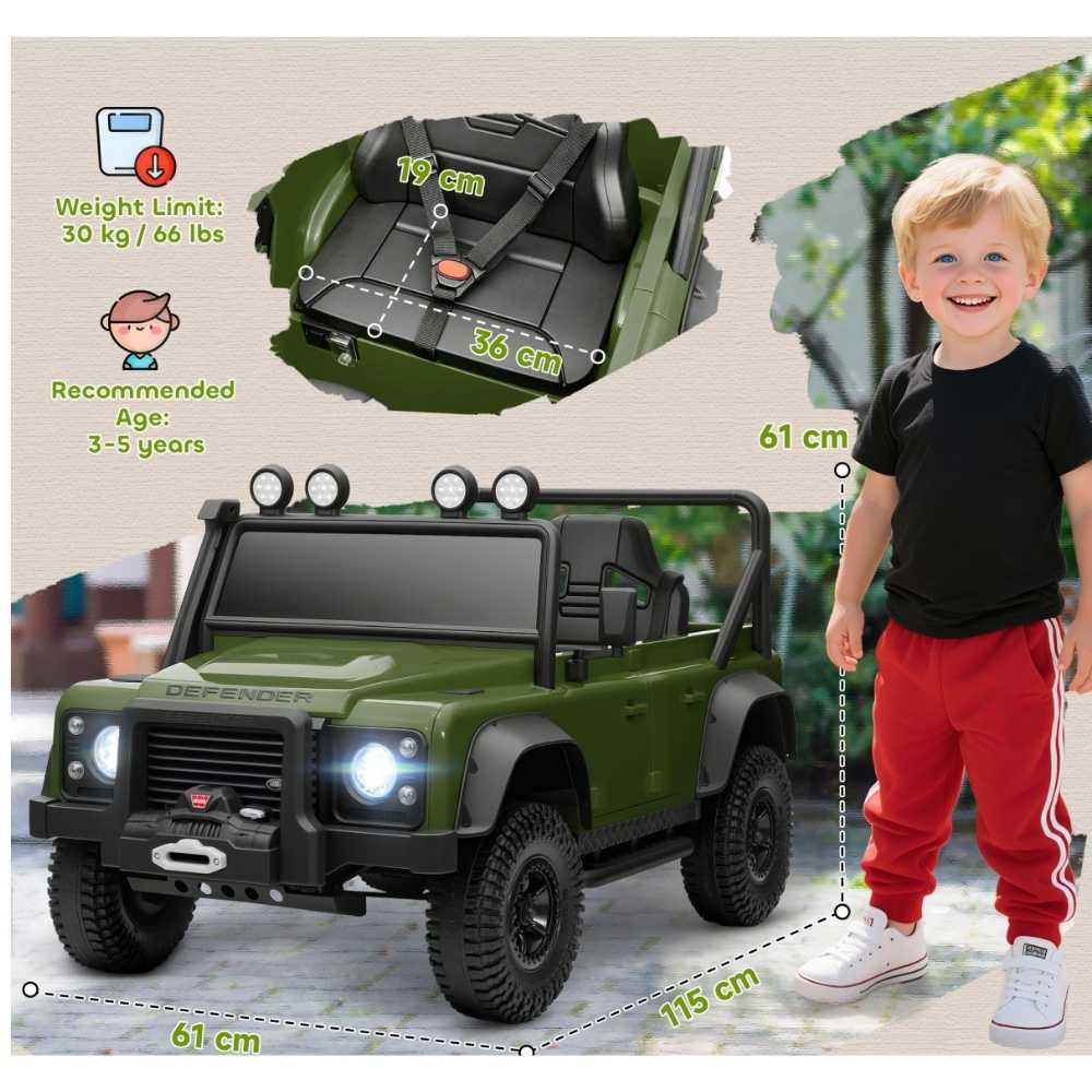Kids Land Rover Defender Green Ride On Car | Kidaroos